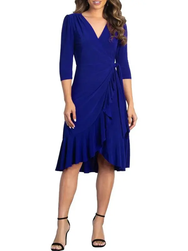 KIYONNA Whimsy Midi Wrap Dress - Cobalt Blue