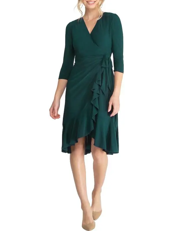 KIYONNA Whimsy Midi Wrap Dress - Hunter Green