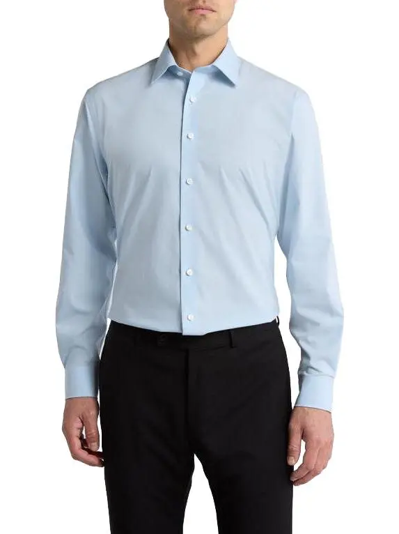 Nordstrom Non-iron Traditional Fit Solid Cotton Dress Shirt - Blue Skyway