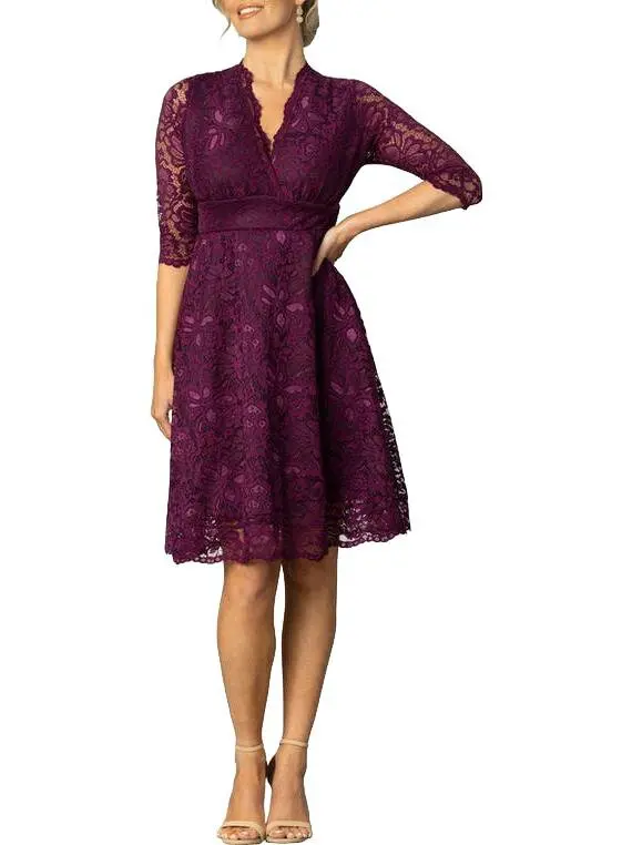 KIYONNA Mademoiselle A-line Lace Cocktail Dress - Berry Bliss