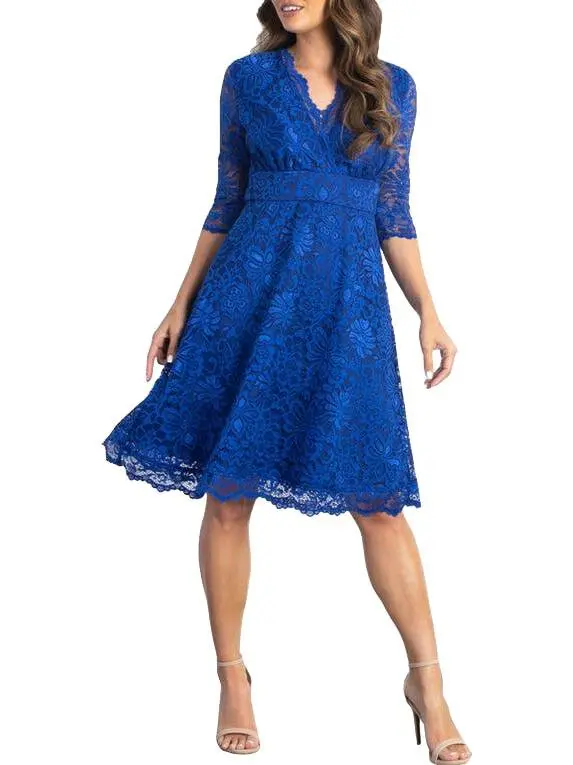 KIYONNA Mademoiselle A-line Lace Cocktail Dress - Sapphire