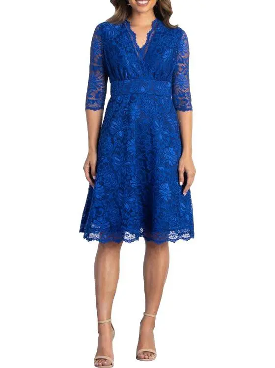 KIYONNA Mademoiselle A-line Lace Cocktail Dress - Sapphire