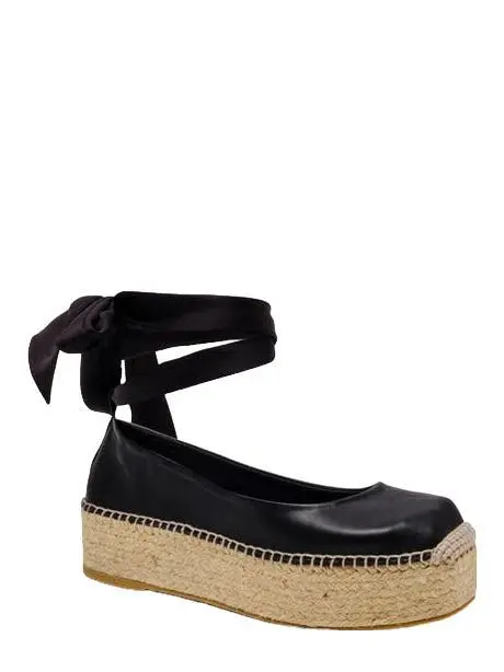 Free People Starboard Ankle Wrap Platform Espadrille - Black