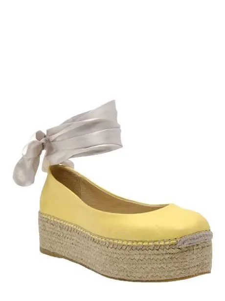 Free People Starboard Ankle Wrap Platform Espadrille - Lemon