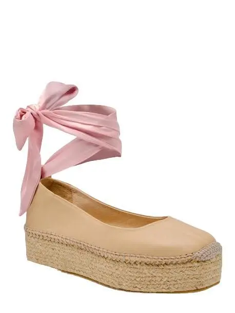 Free People Starboard Ankle Wrap Platform Espadrille - Light Tan