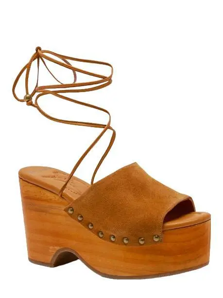 Free People Ankle Wrap Platform Sandal - Vachetta Voyage Suee