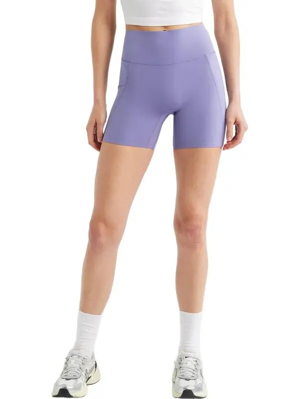 Nike Universa -support High-waisted 5-inch Pocket Biker Shorts - Dusty Amethyst/ Black