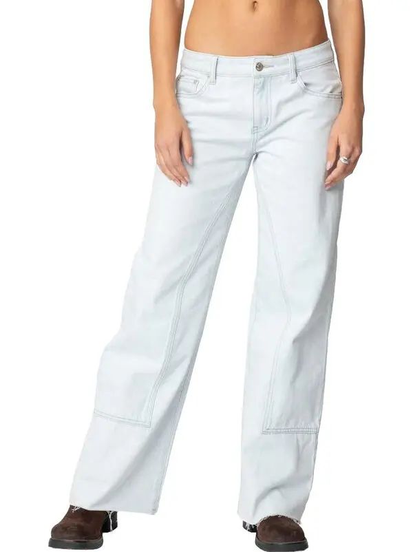 EDIKTED Savanna Low-rise Wide-leg Jeans - Light-blue