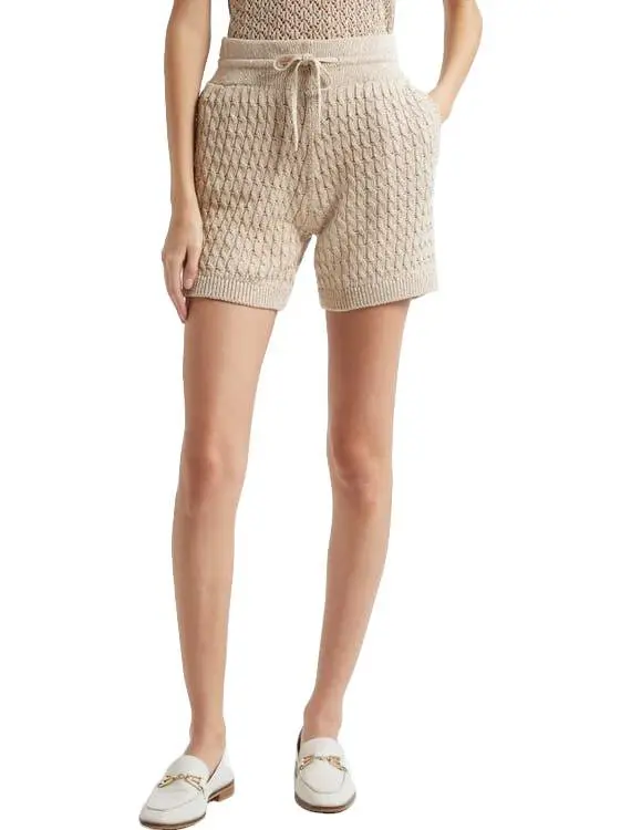 Eleventy Cable Knit Sweater Shorts - Sand