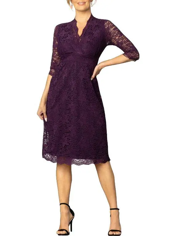 KIYONNA Scalloped Boudoir Lace Cocktail Dress - Imperial Plum