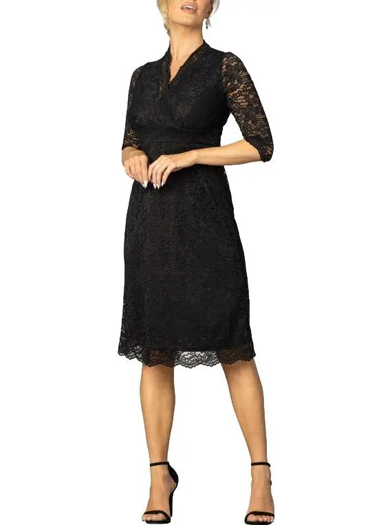 KIYONNA Scalloped Boudoir Lace Cocktail Dress - Onyx