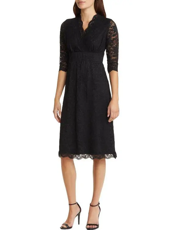 KIYONNA Scalloped Boudoir Lace Cocktail Dress - Onyx