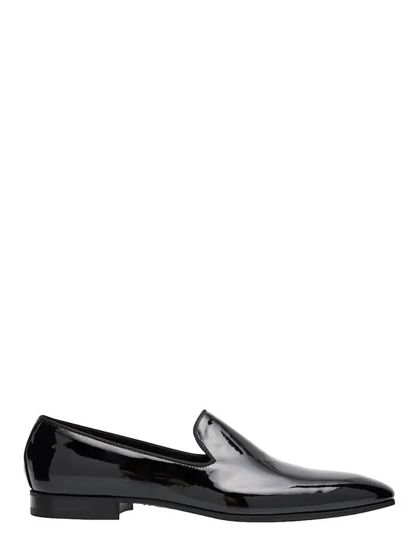 Bergdorf Goodman Patent Leather Venetian Loafers - Black