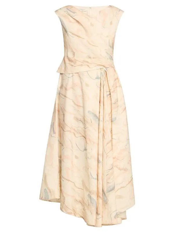Lafayette 148 New York Draped-front Asymmetric Dress - Raffia Multi