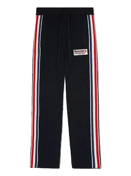 Moncler X Palm Angels Knit Racing Pants - Navy Blue/white