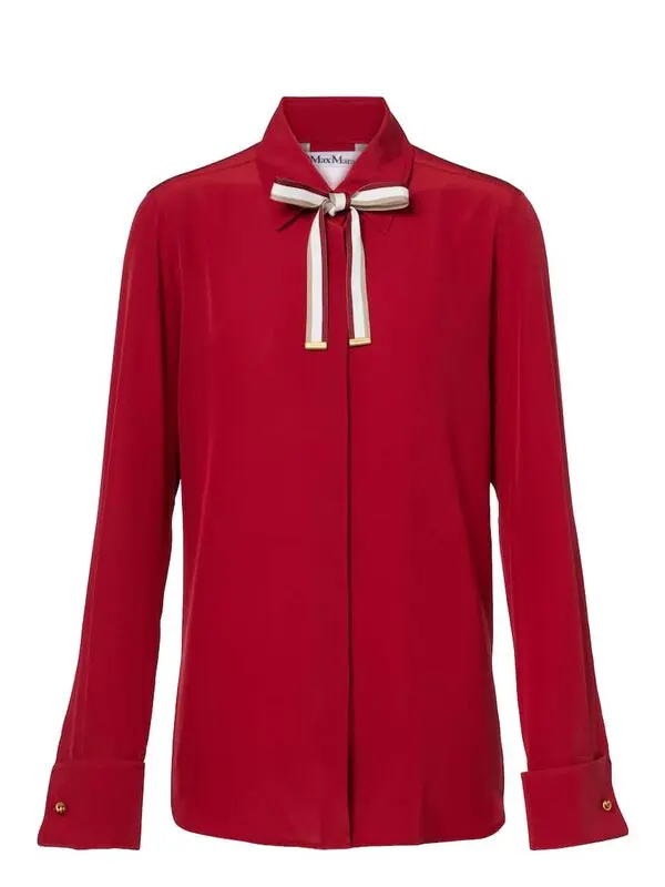 Max Mara Apollo Bow-detail Silk Crepe Blouse - Red