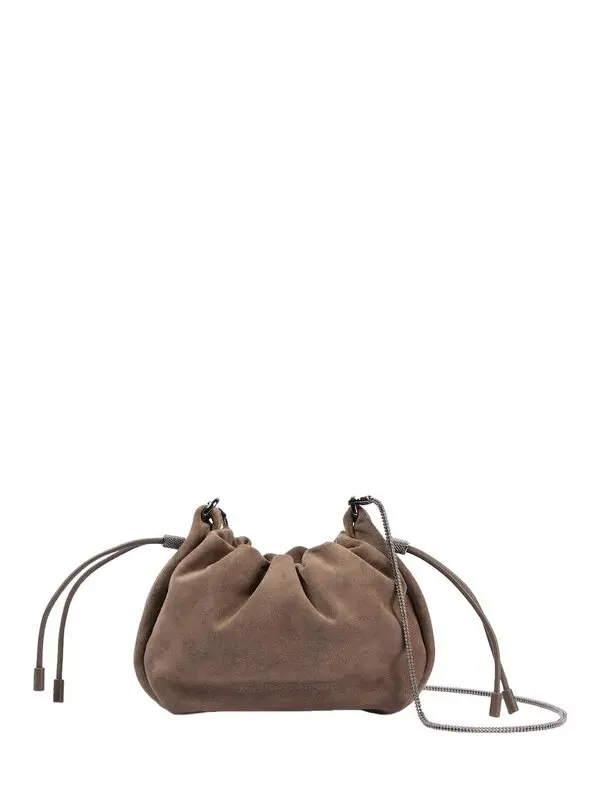 Brunello Cucinelli Small Suede Crossbody Bag - Brown