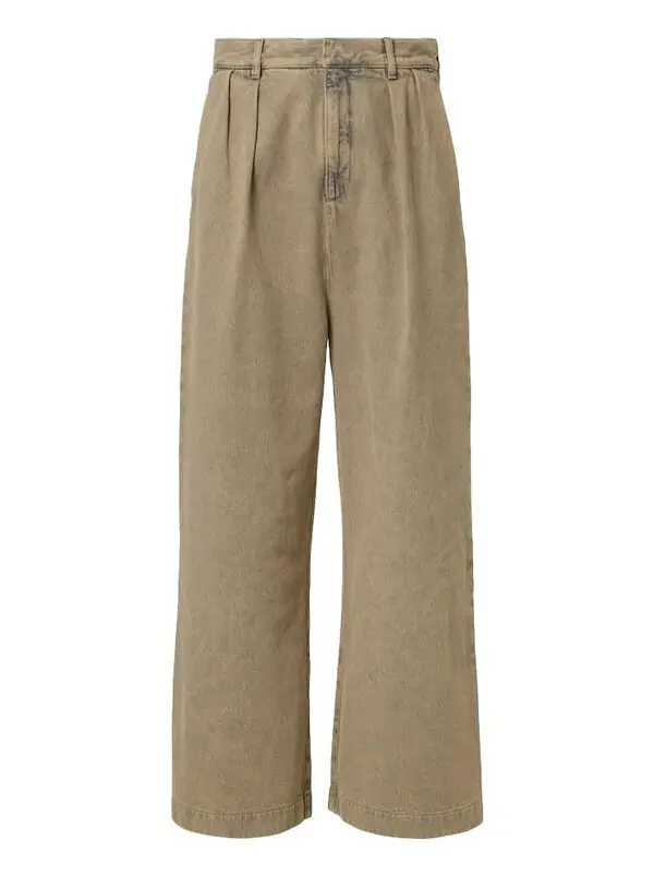 Loewe Pleated Wide-leg Jeans - Beige