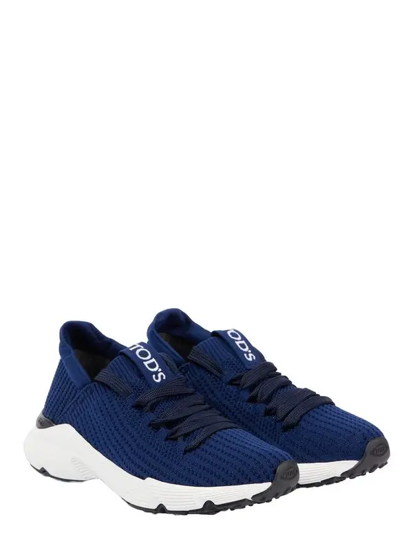 TOD'S Knitted Lace-up Sneakers - Blue
