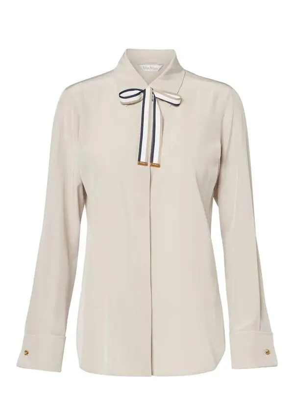 Max Mara Apollo Bow-detail Silk Crêpe Blouse - Beige