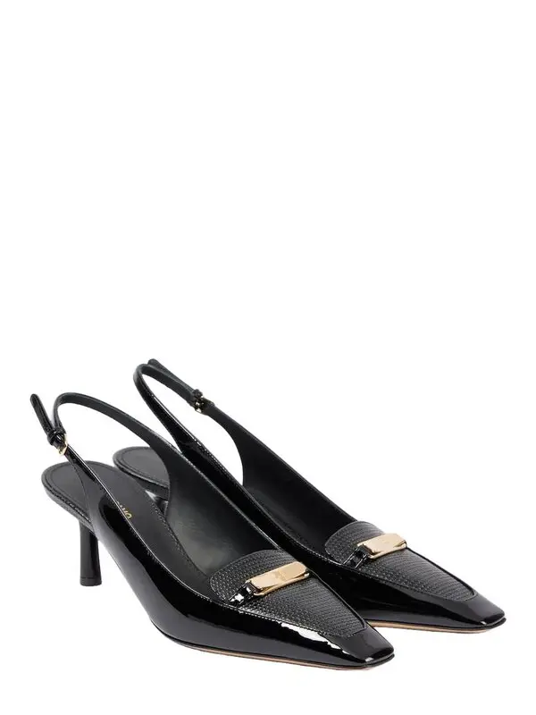 FERRAGAMO Patent Leather Slingback Pumps - Black