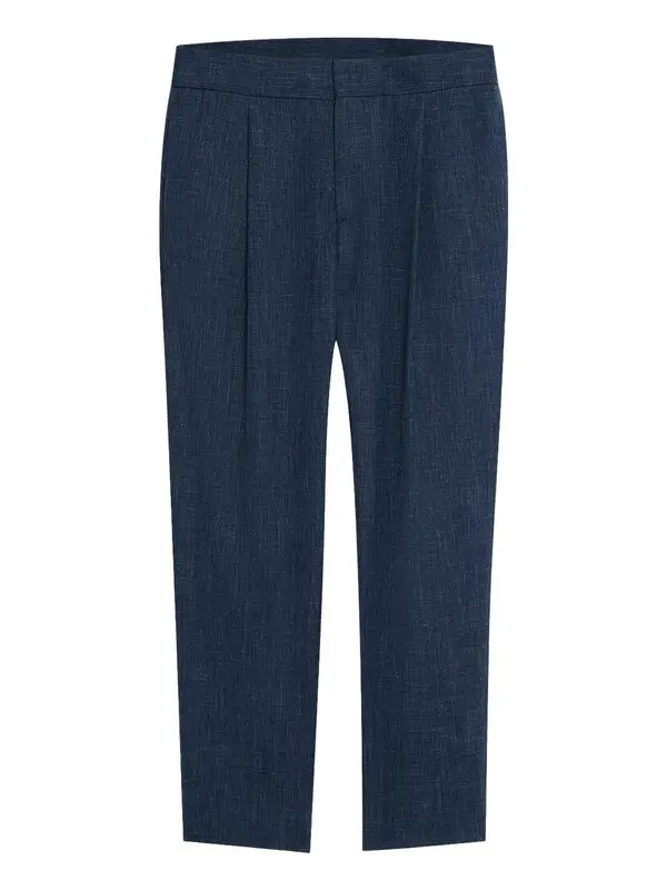 Giorgio Armani Melange Wool-blend Trousers - Dark Blue