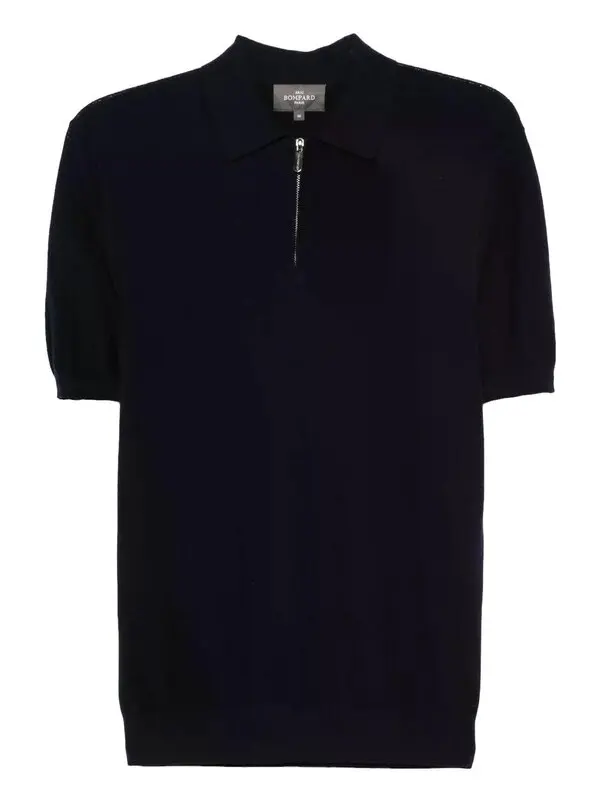 Eric Bompard Zip-up Piqué Polo Shirt - Blue