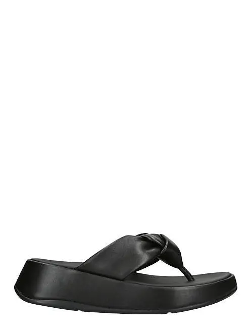 Fitflop F-mode Knotted Leather Flatform Sandals - Black
