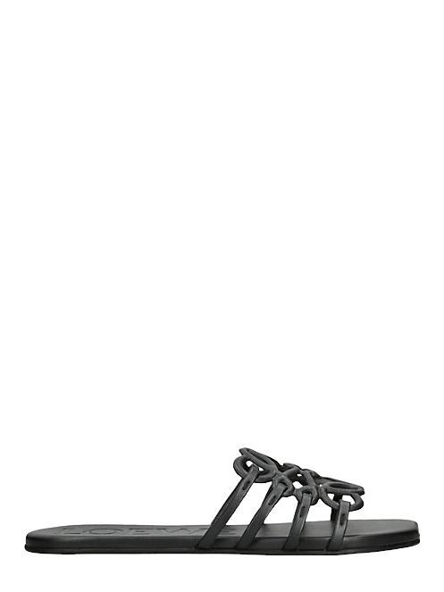 Loewe Petal Anagram Leather Slides - Black