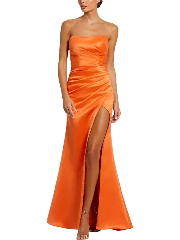 Mac Duggal Strapless Gathered Gown - Sherbet