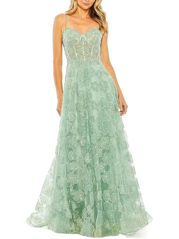 Mac Duggal Sweetheart Floral A-line Gown - Mint