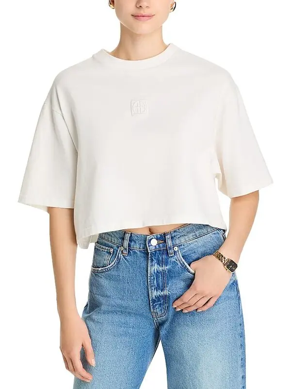ANINE BING Myers Cropped Tee - Ivory