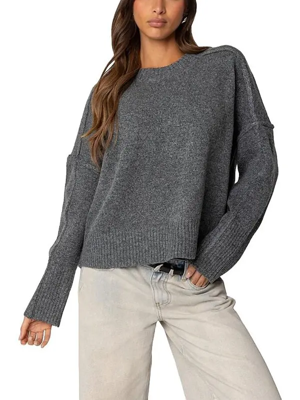 EDIKTED Shirley Oversized Sweater - Dark-gray