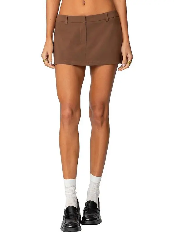 EDIKTED Marlie Tailored Micro Mini Skort - Brown