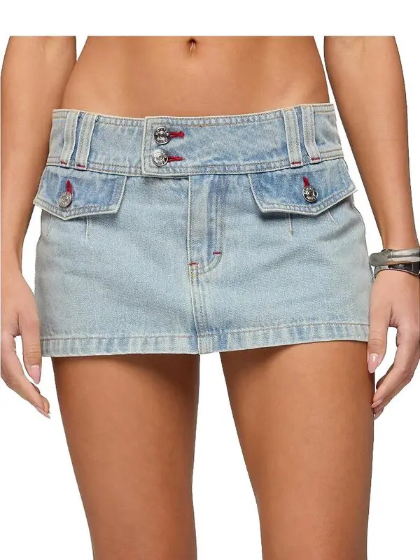 EDIKTED Rae Denim Mini Skort - Light-blue