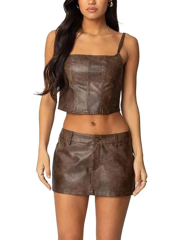 EDIKTED Scout Zip Up Corset - Brown-washed