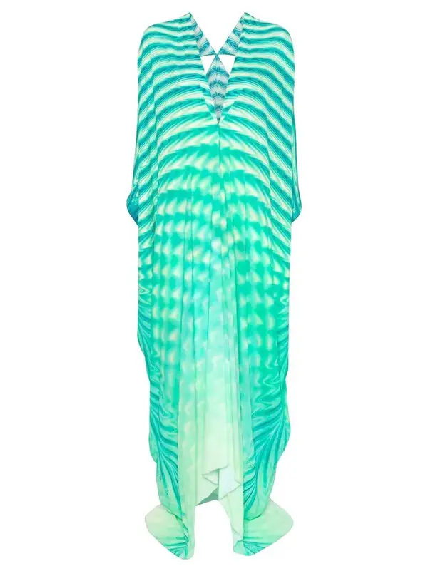 Roberto Cavalli Zigzag-print Maxi Dress - Green
