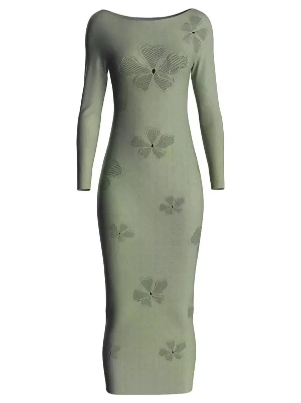 MARGHERITA MACCAPANI Monogram-pattern Midi Dress - Green