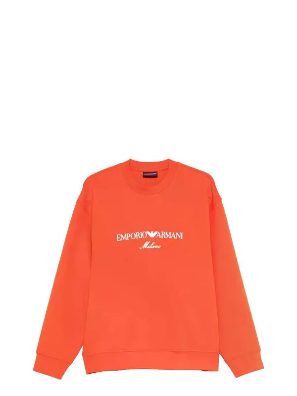 Emporio Armani Logo-embroidered Double-jersey Sweatshirt - Orange
