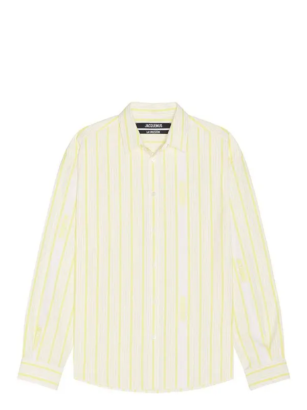 Jacquemus La Chemise Simon In Yellow - Jacquard Business Big Log