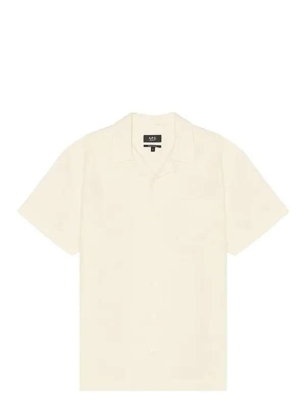 A.p.c. Chemisette Roy Short Sleeve Shirt In Cream - Ecru