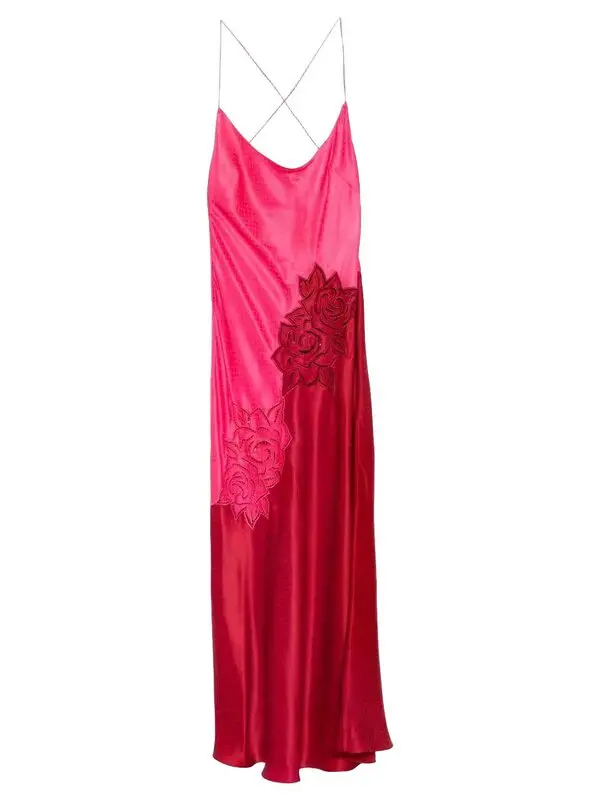 Roberto Cavalli Perforated-rose Maxi Dress - Red