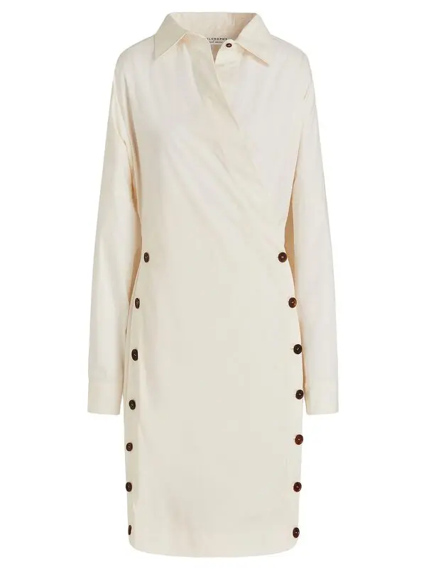 Philosophy Di Lorenzo Serafini Button-detailed Cotton-blend Wrap Dress - Ivory