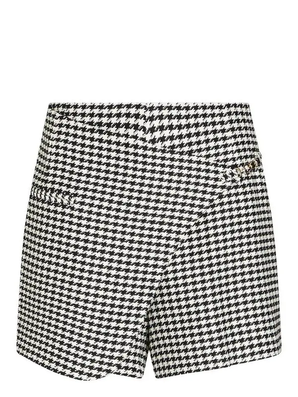 Sandro Wrap-effect Houndstooth Tweed Shorts - Black