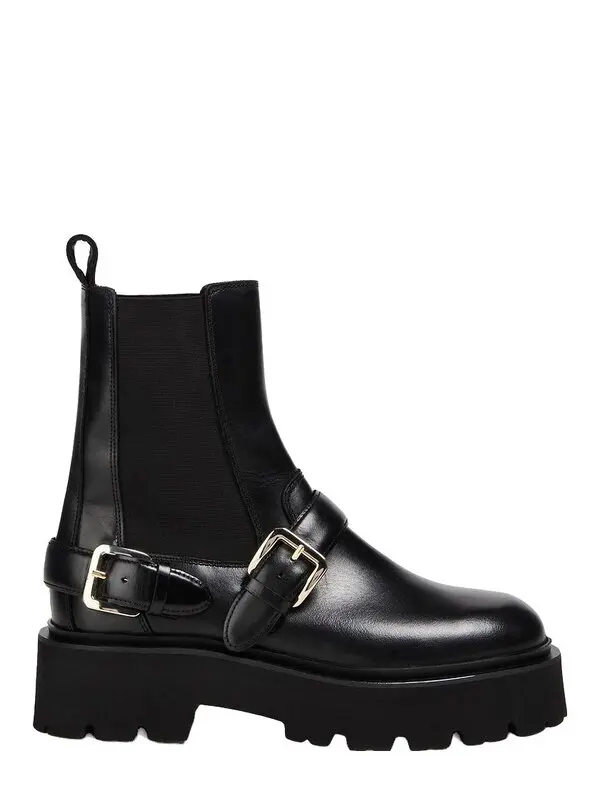 Sandro Glossed-leather Chelsea Boots - Black