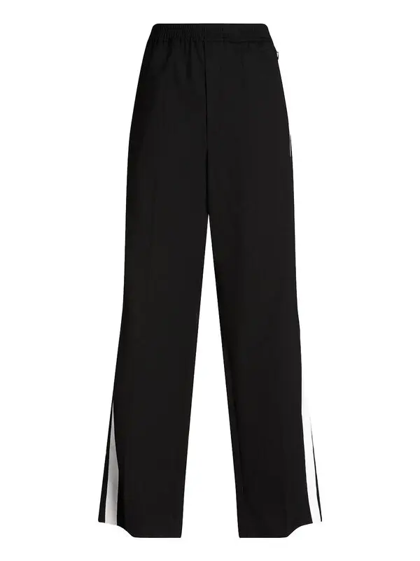 Sandro Grosgrain-trimmed Twill Wide-leg Pants - Black