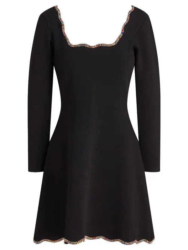 Sandro Crystal-embellished Stretch-knit Mini Dress - Black