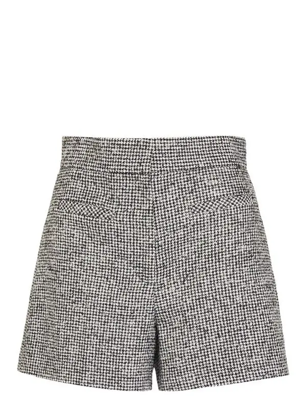 Sandro Houndstooth Wool-blend Tweed Shorts - Gray