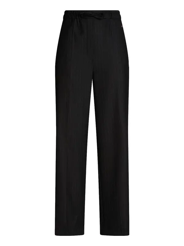 Sandro Pinstriped Wide-leg Twill Pants - Black
