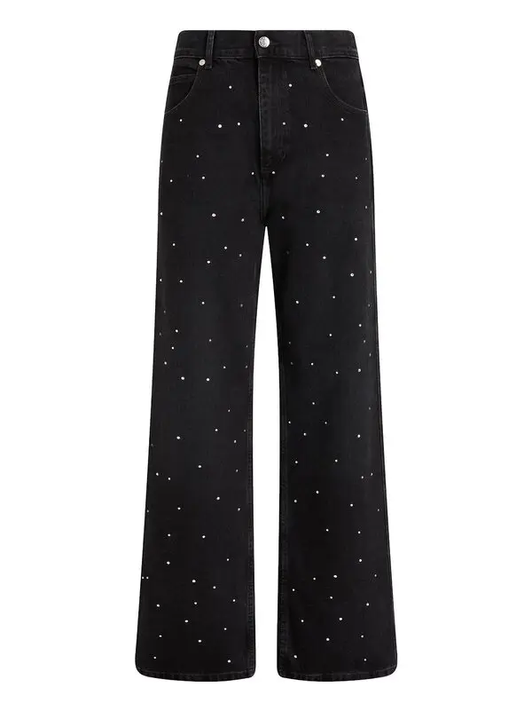Sandro Crystal-embellished Straight-leg Jeans - Charcoal